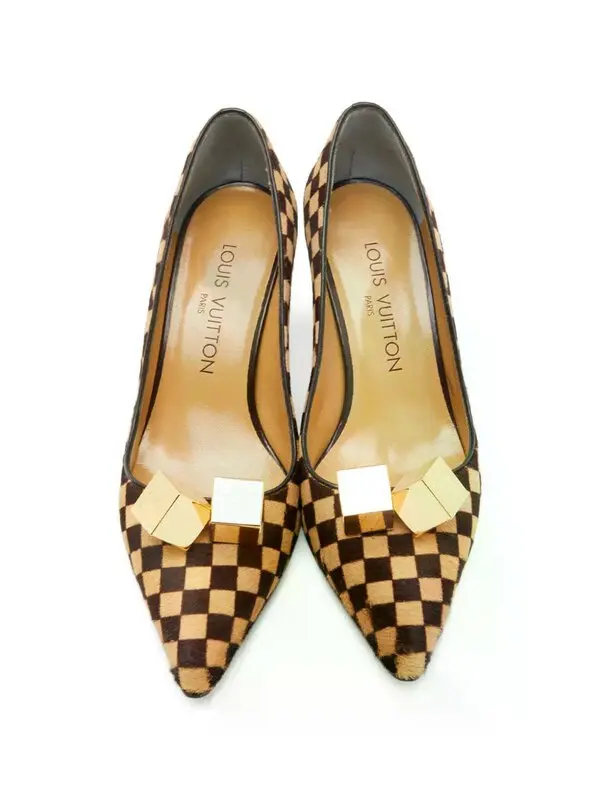 LOUIS VUITTON Damier Sauvage Dice-detail High Heel Pumps
