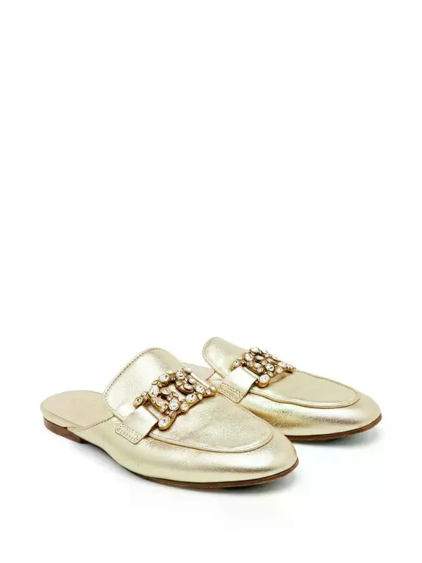 TOD'S Embellished Flat Mules - Gold