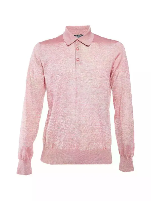 Dolce & Gabbana Melange Knit Polo - Pink
