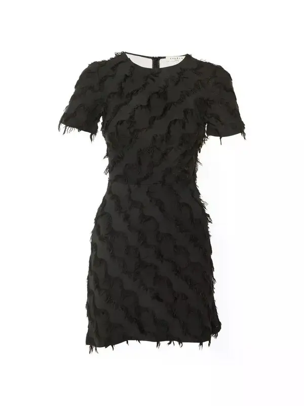 Sandro Fitted Midi Dress With Fringe Detail - Black