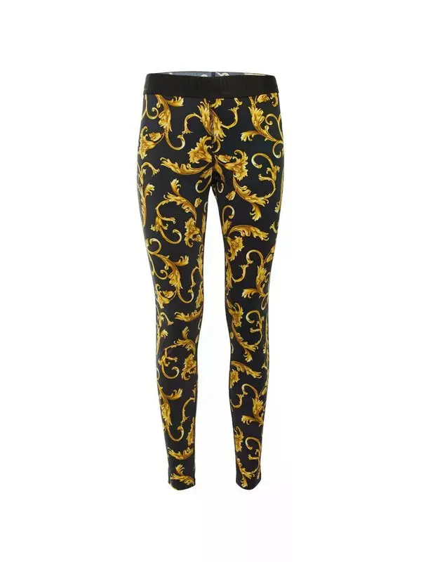Versace Baroque-print Jersey Leggings - Black