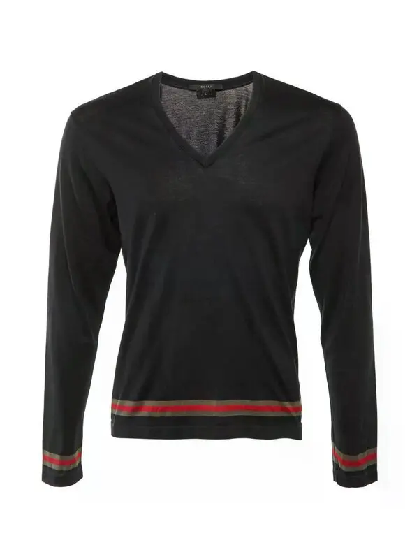 Gucci Web Stripe V-neck T-shirt