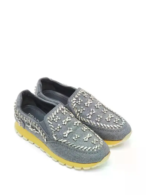 Prada Crystal-embellished Slip-on Sneakers