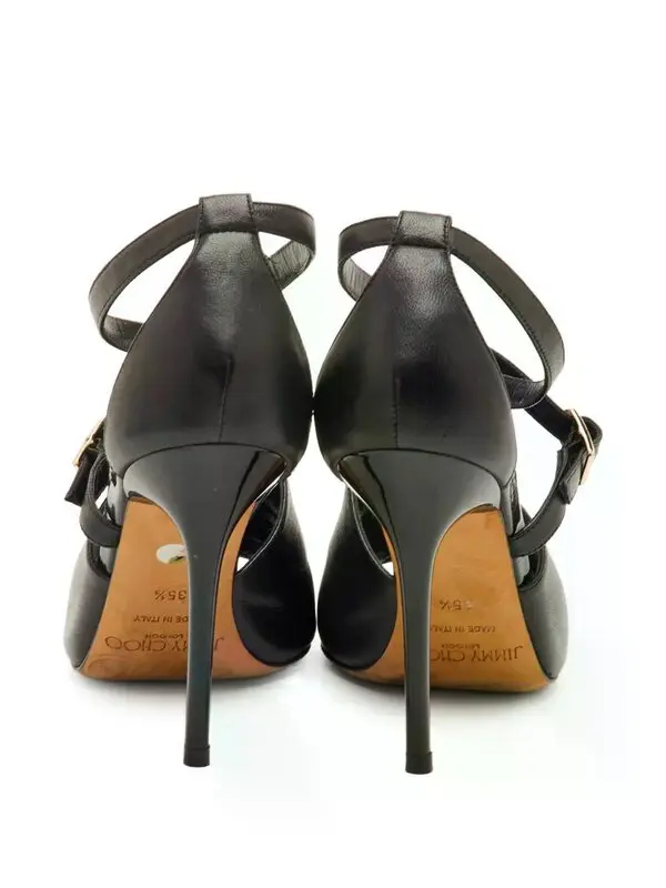 JIMMY CHOO Leather Crossover Ankle Strap Stiletto Sandals