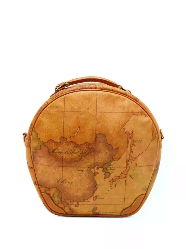 ALVIERO MARTINI 1° CLASSE Geo Map Print Leather Crossbody Bag - Neutrals