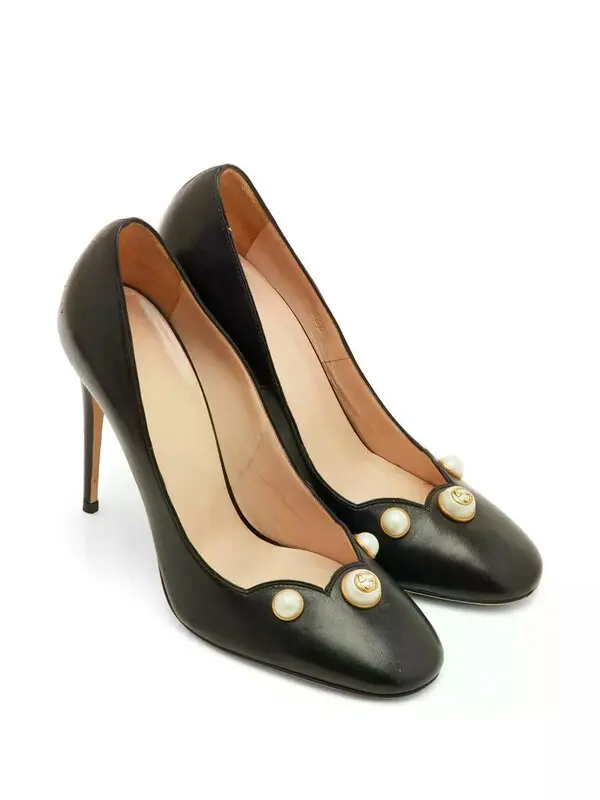 Gucci Scalloped Pearl Pumps - Black
