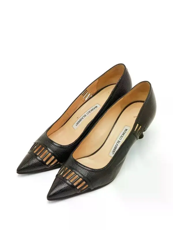Manolo Blahnik Lizard-embossed Leather Pumps - Black
