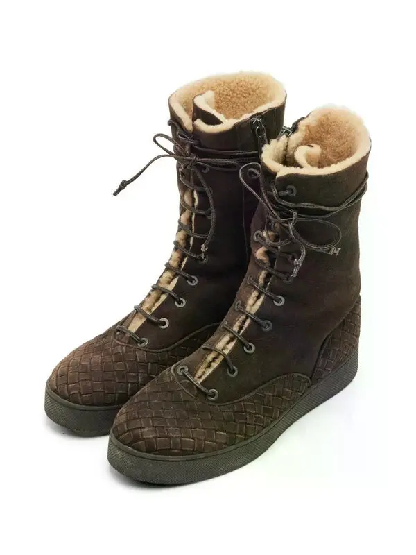 Bottega Veneta Intrecciato Suede Ankle Boots