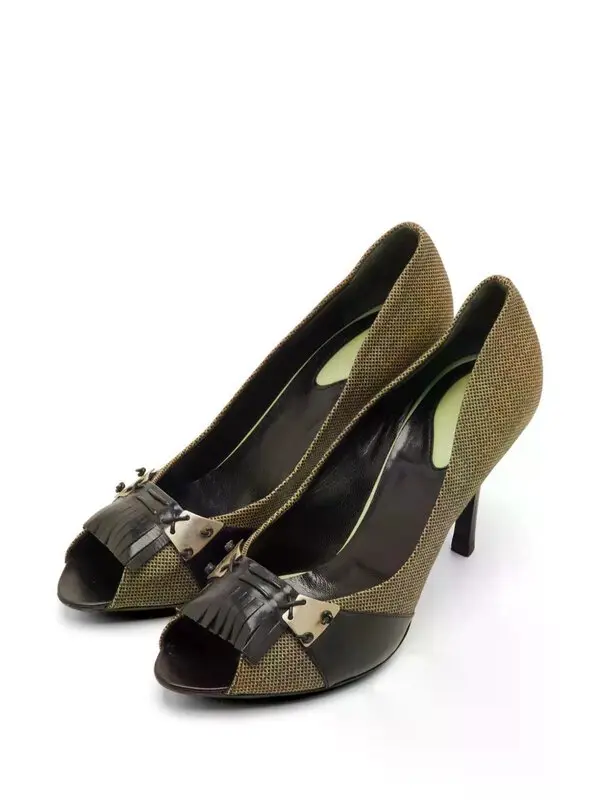 Bottega Veneta Fringe Detail Peep-toe Sandals - Green