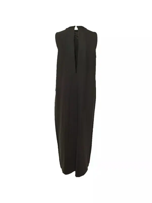 Neil Barrett Crepe Pleated Sleeveless Maxi Dress - Black