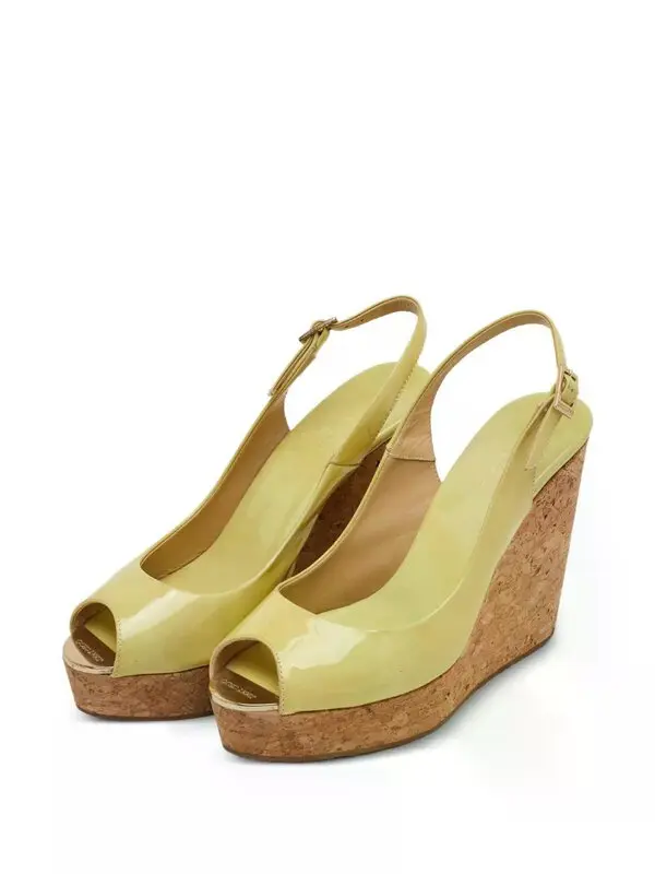 JIMMY CHOO Patent Leather Wedge Sandals