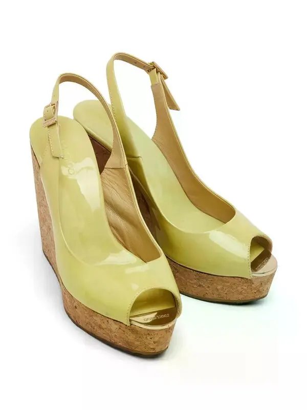 JIMMY CHOO Patent Leather Wedge Sandals