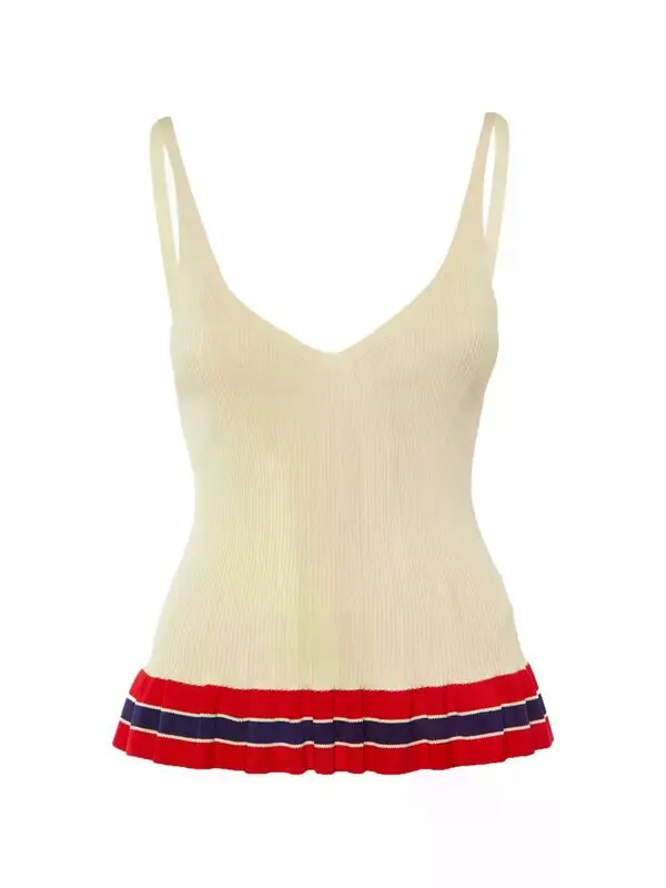 Sandro Rib-knit Striped Panel Top - Neutrals