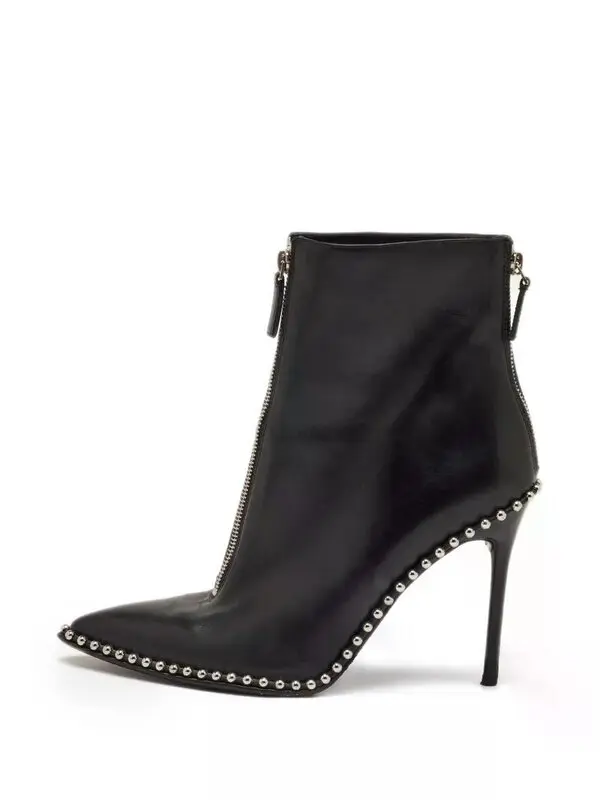 Alexander Wang Studded Pointed-toe Ankle Boots - Black