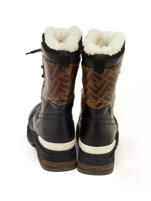 Fendi Zucca Print Shearling Lined Lace-up Boots