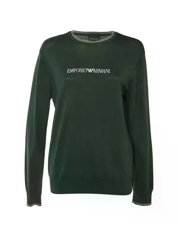 Emporio Armani Logo Embroidered Crew Neck Sweater