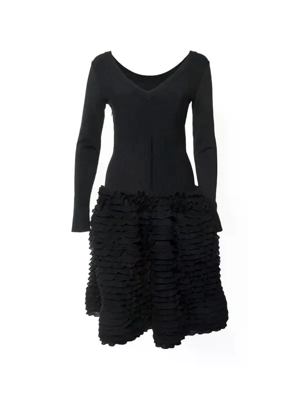 Alaïa Laurier" Ruffled Knit Mini Dress - Black