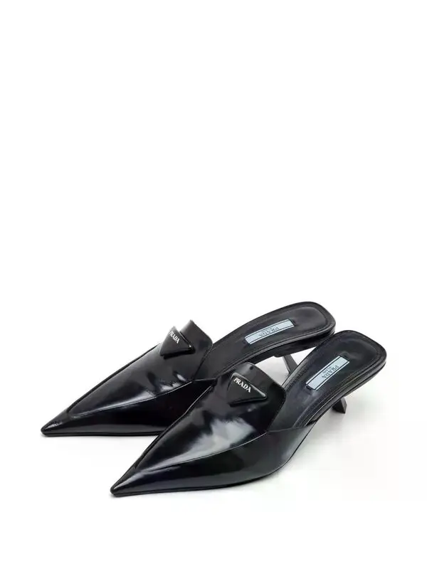 Prada Logo-plaque Mules - Black