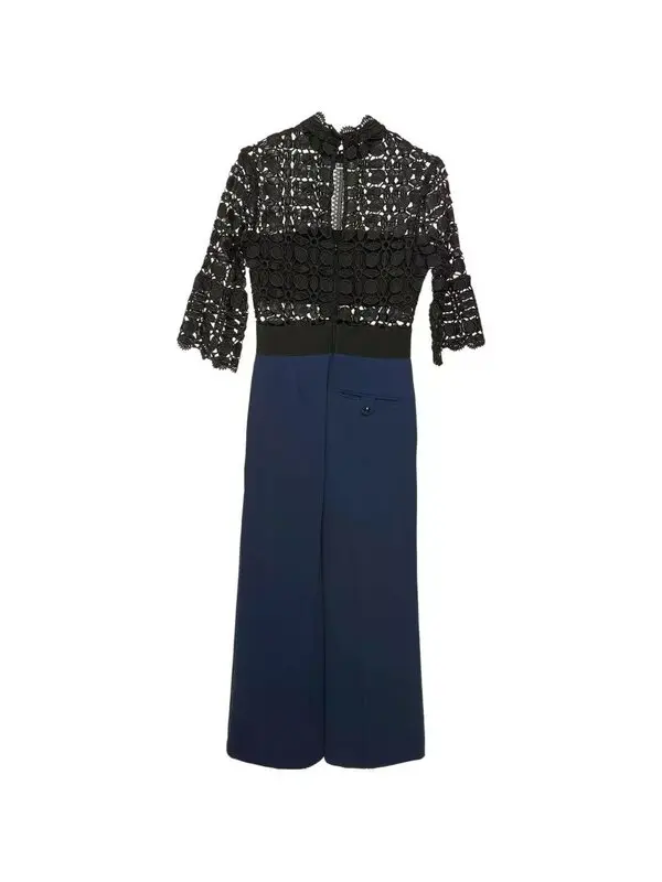 SELF-PORTRAIT Lace Panel Crepe Jumpsuit
