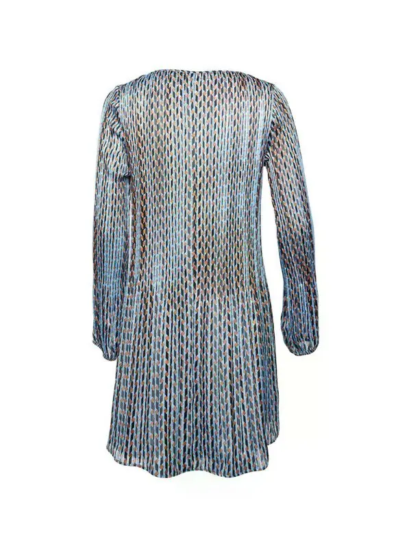 Maje Plissé Geometric Print Dress - Blue