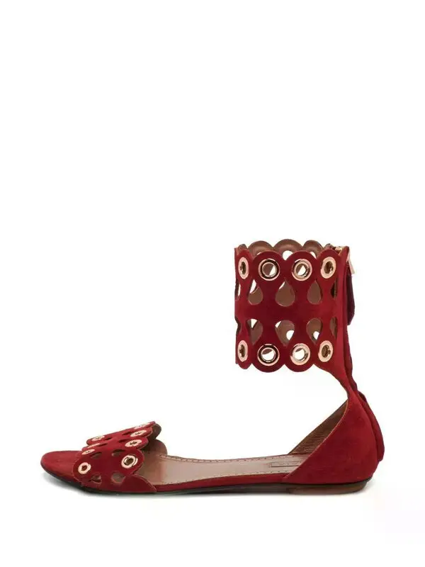 Alaïa Suede Cut-out Eyelet Ballet Flats