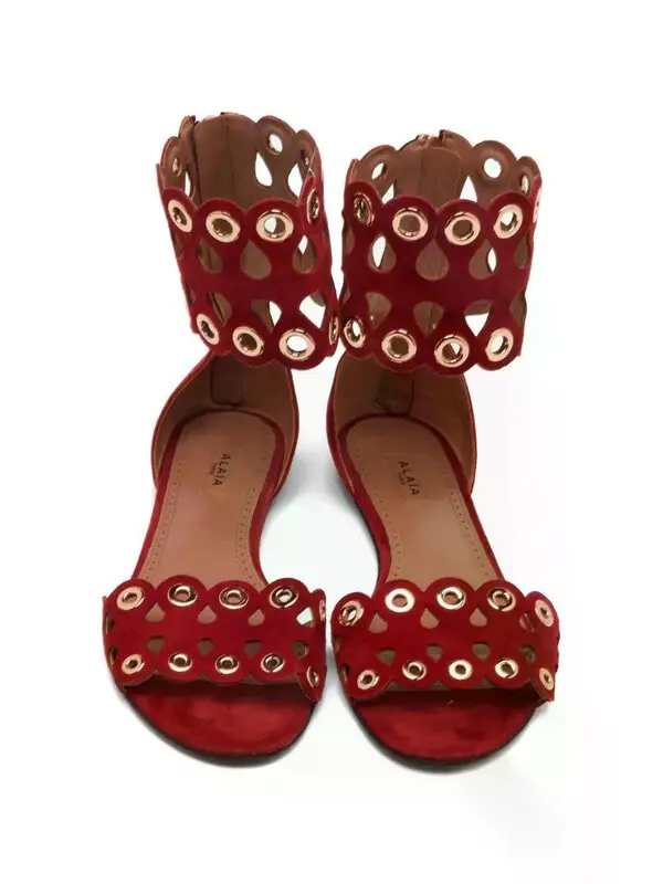 Alaïa Suede Cut-out Eyelet Ballet Flats