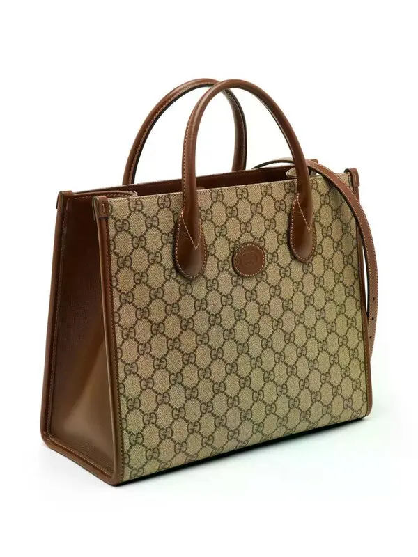 Gucci Gg Supreme Interlocking G Tote Bag - Brown