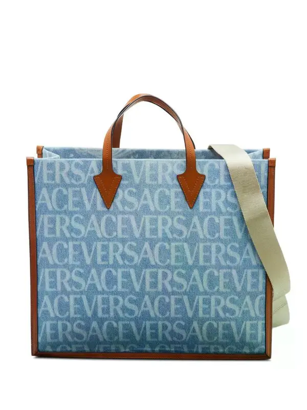 Versace Allover Denim Tote Bag - Blue