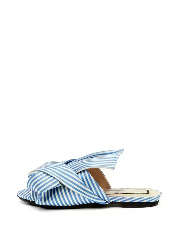 N°21 Striped Flat Mules With Knot Detail