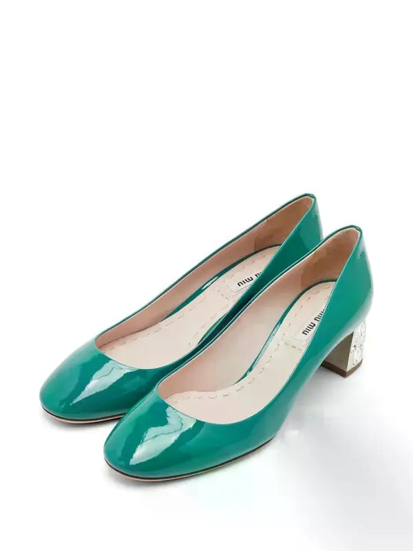 Miu Miu Crystal-embellished Patent Leather Pumps