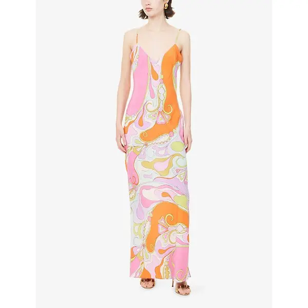 Emilio Pucci Graphic-print Silk Maxi Dress