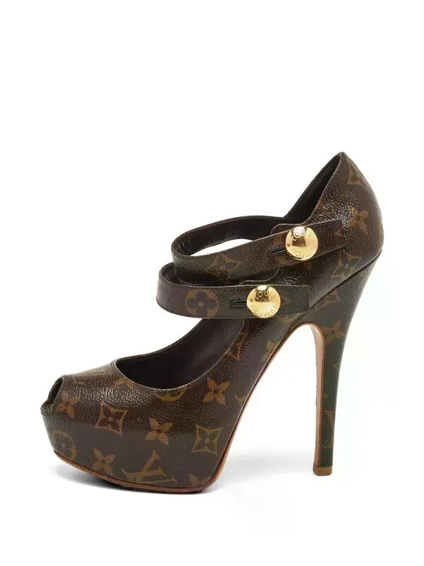 LOUIS VUITTON Monogram Ritual Platform Peep-toe Pumps