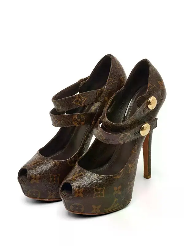LOUIS VUITTON Monogram Ritual Platform Peep-toe Pumps