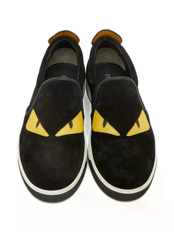Fendi Monster Eyes Studded Suede Sneakers