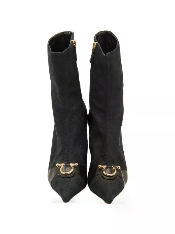 FERRAGAMO Gg Canvas Pointed Toe Ankle Boots