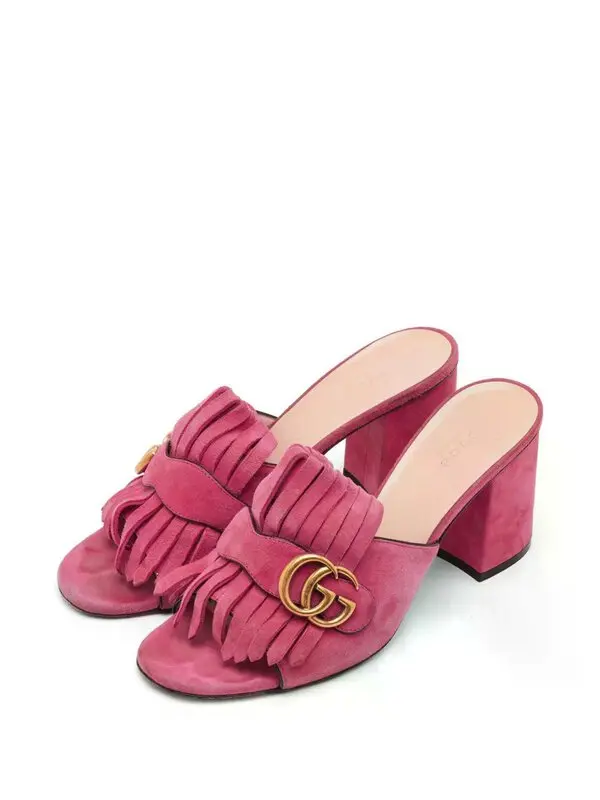 Gucci Gg Marmont Fringe Sandals - Pink