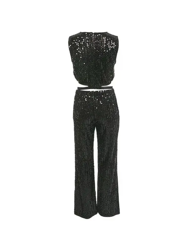Maje Embellished Sequin Trousers Set - Black