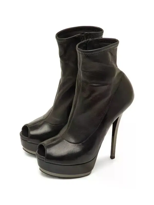 Gucci Peep-toe Platform Ankle Sandals - Black