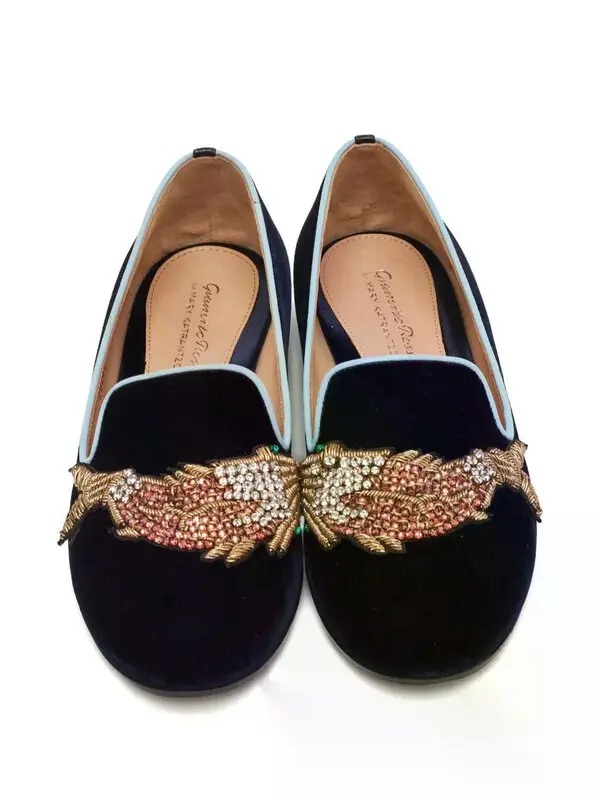 GIANVITO ROSSI X Mary Katrantzou Fish-embroidered Loafers
