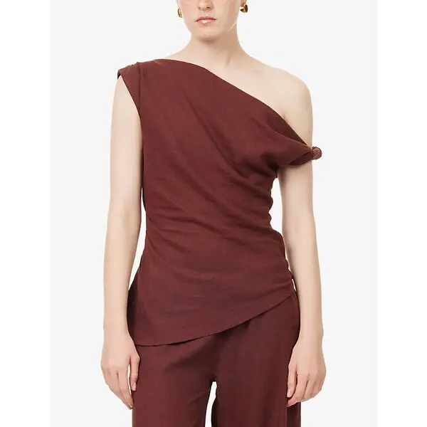 TALA Asymmetrical One-shoulder Top - Deep Rust