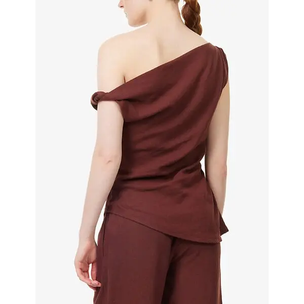 TALA Asymmetrical One-shoulder Top - Deep Rust