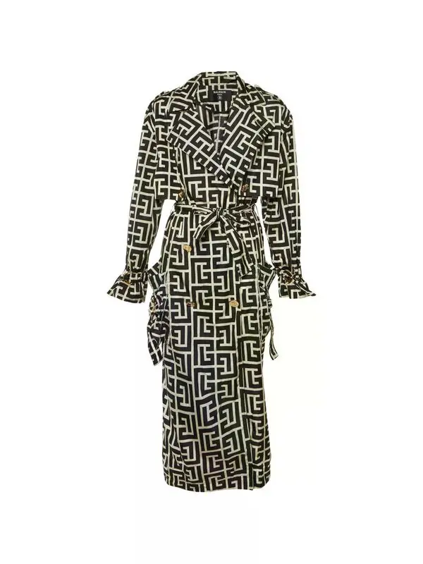 Balmain Monogram Print Coat - Black