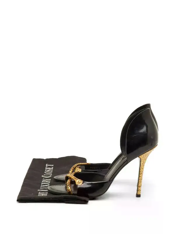 LOUIS VUITTON Snakeskin-effect Patent Leather Stiletto Sandals