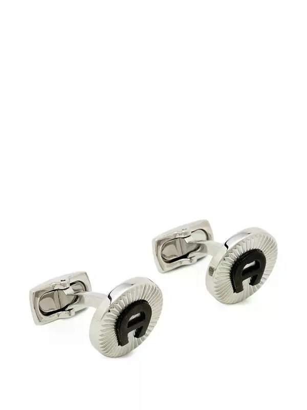 AIGNER Logo-plaque Ceramic-detail Cufflinks - Silver