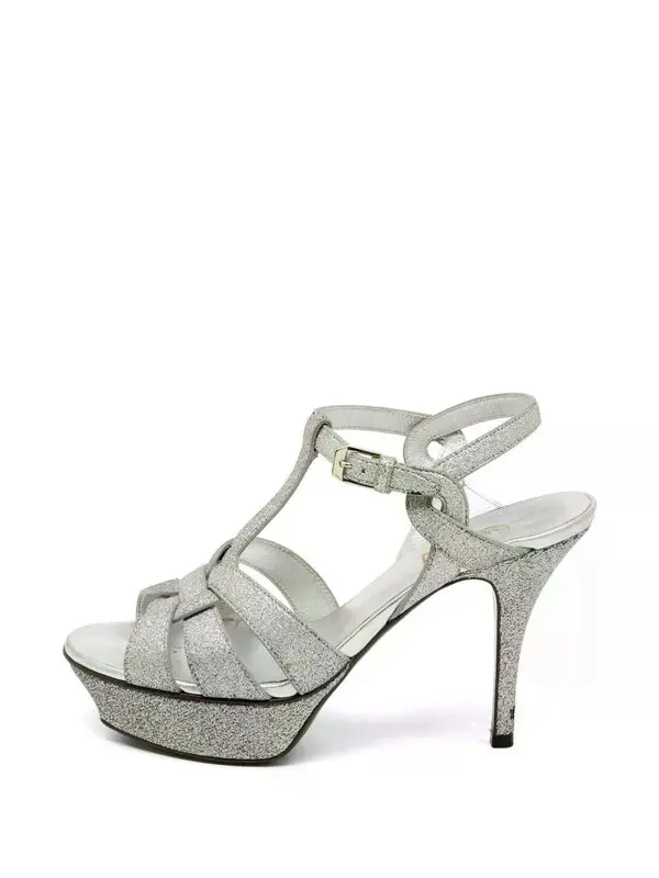 Saint Laurent Tribute Platform Sandals - Silver