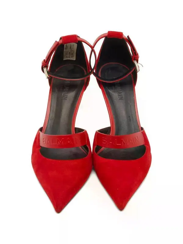 Balmain Logo-embossed Ankle-strap Pumps