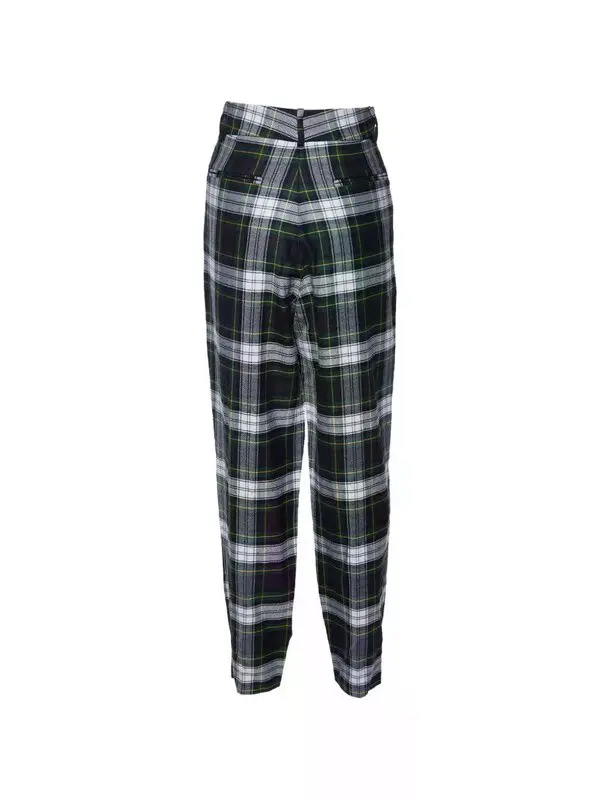 Alexander McQueen Tartan Pattern Pleated Wool Trousers