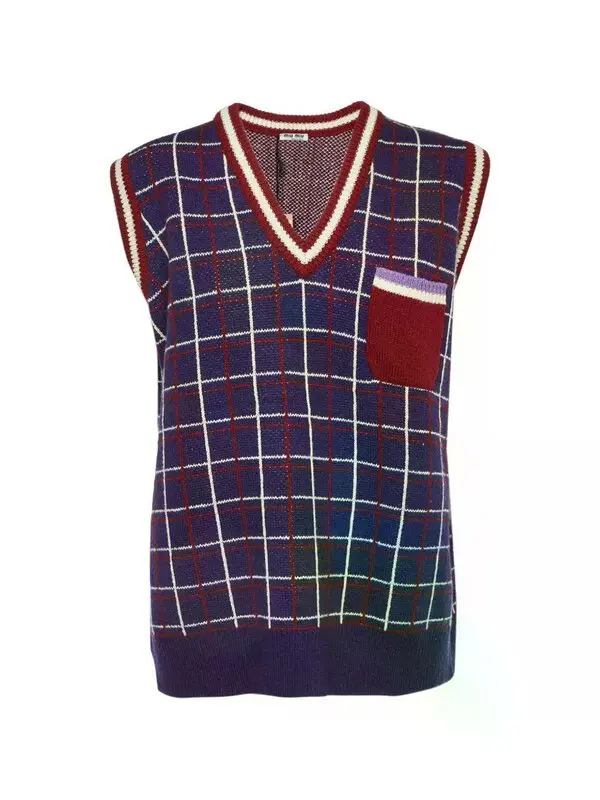 Miu Miu Virgin Wool Sleeveless Sweater - Blue