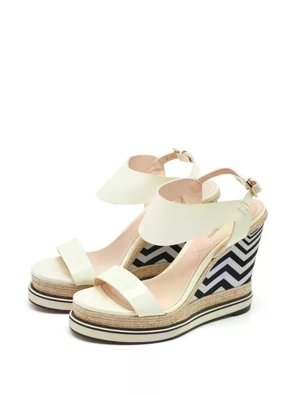 NICHOLAS KIRKWOOD Cream Patent Leather Wedge Sandals