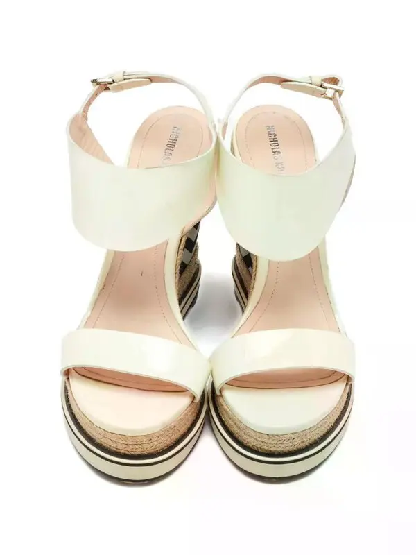NICHOLAS KIRKWOOD Cream Patent Leather Wedge Sandals